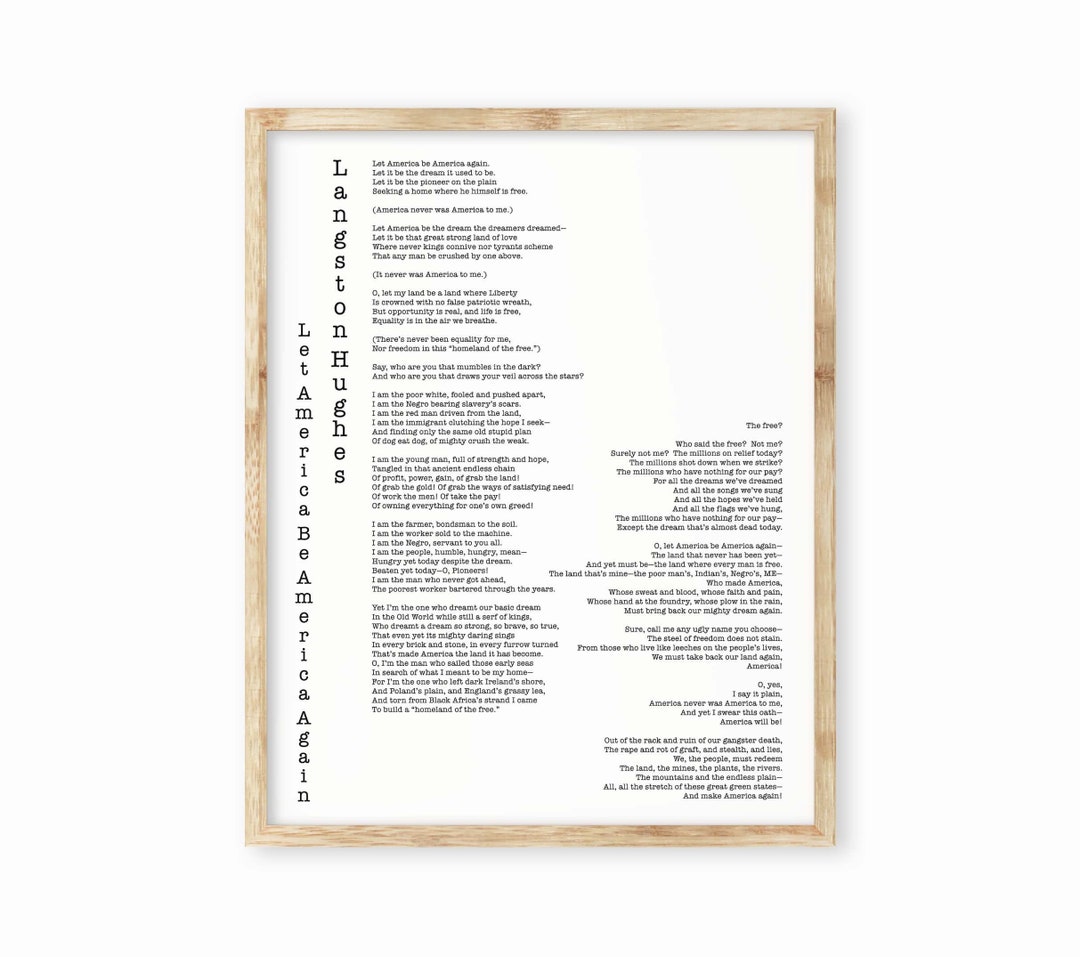 America Poem, Langston Hughes Wall Art Prints, Inspirational Art in ...