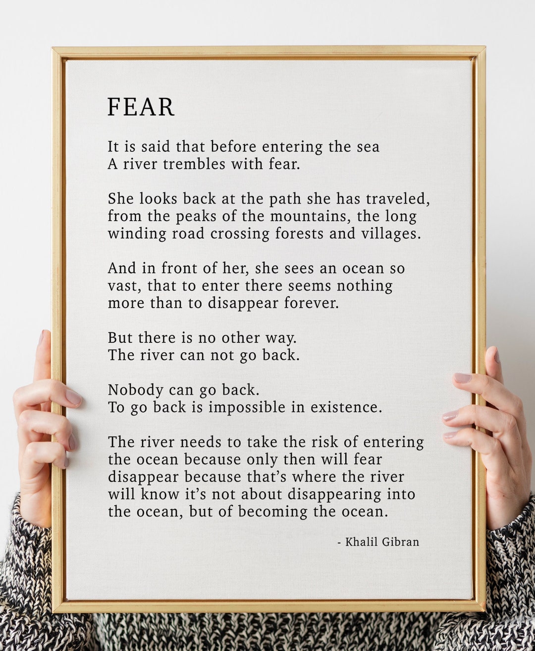 FEAR by KAHLIL GIBRAN Poem Poetry Decor Poem Print Poetry - Etsy