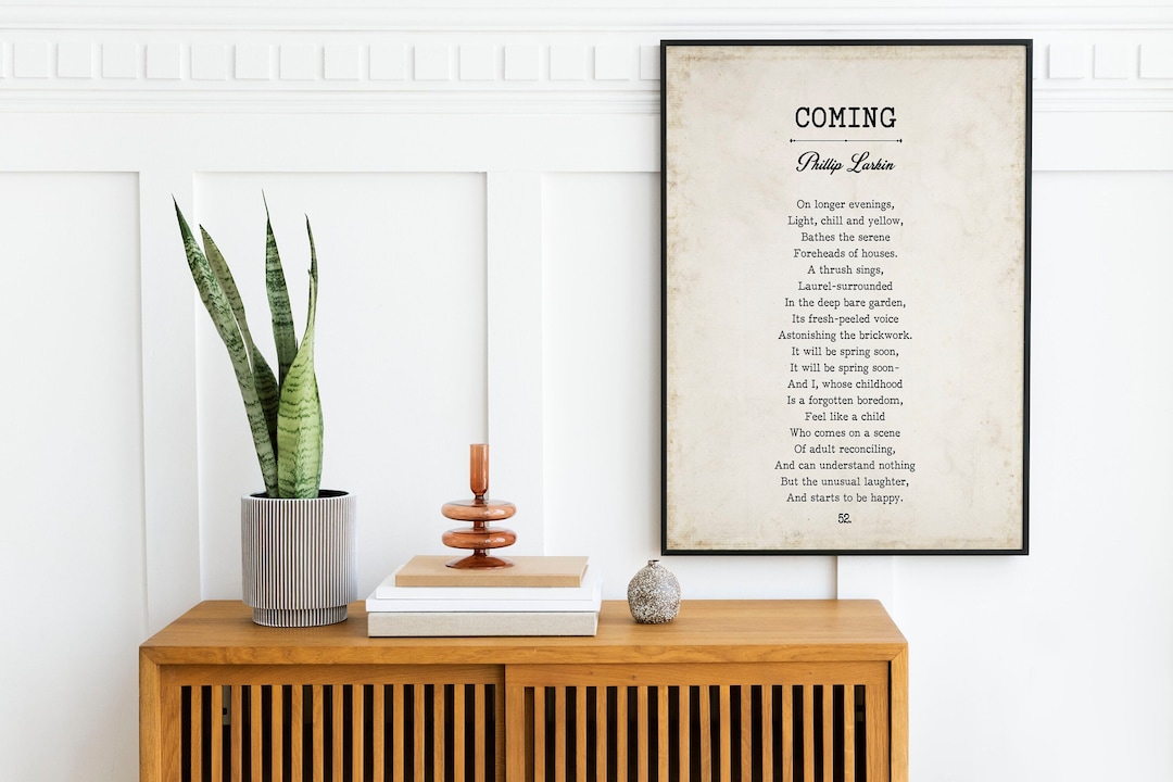 Phillip Larkin 'coming' Poem Print Vintage, Black, or White Background ...