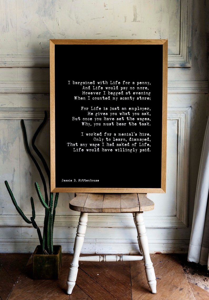 I Bargained With Life for a Penny Poem Motivational Poster Positive ...