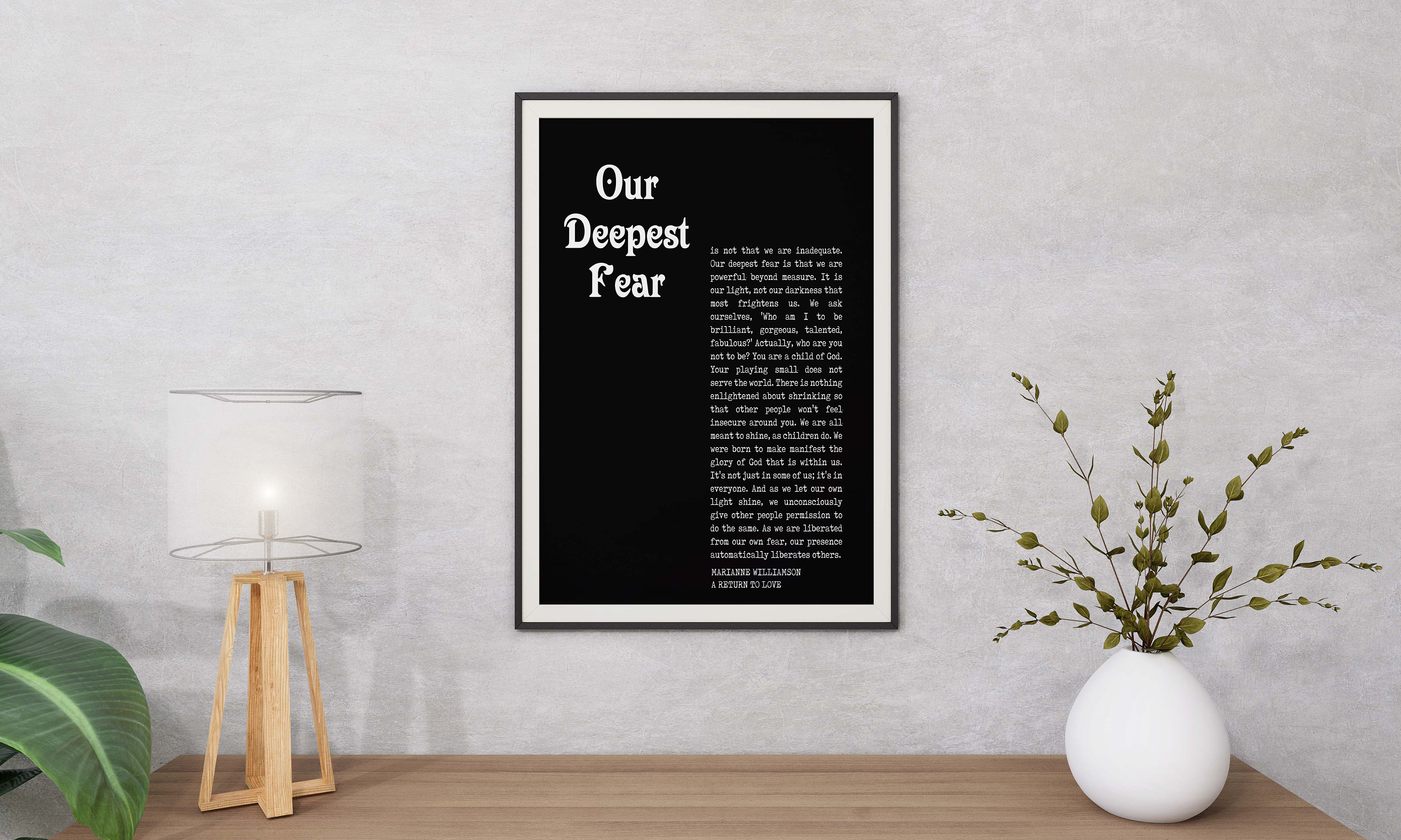 Our Deepest Fear Quote Print Marianne Williamson Unframed | Etsy