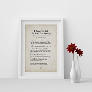 E E Cummings Book Page Inspirational Wall Art, I Thank You God for Most ...