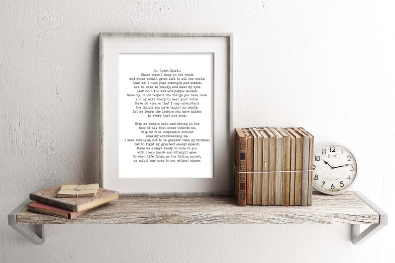 Oh Great Spirit Native American Spiritual Quote Prayer Wall Art Print ...