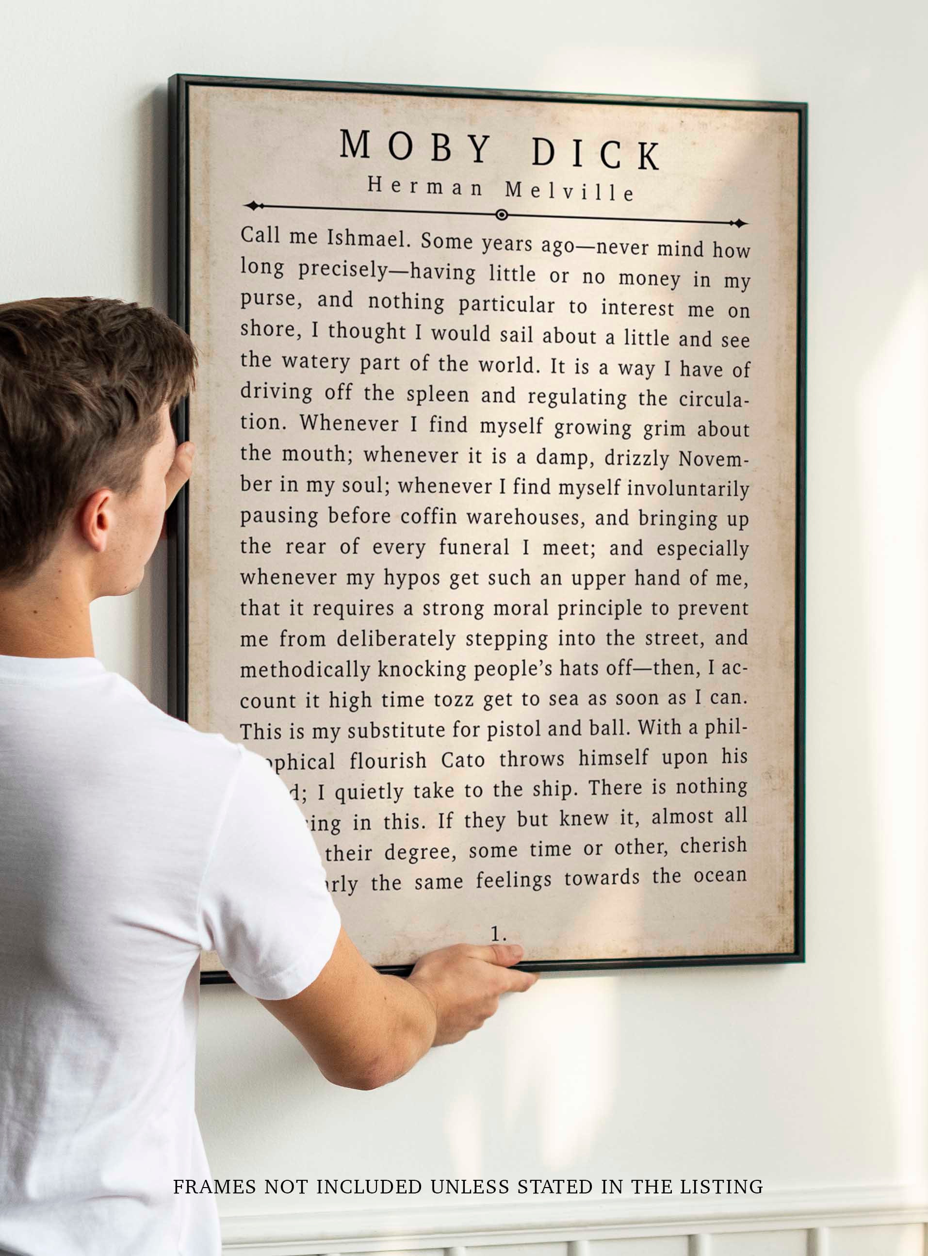 Moby Dick Herman Melville Book Quote Print Vintage Page 1. - Etsy