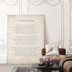 Edgar Albert Guest It Couldn't Be Done Poem, Black & White Poetry Wall ...