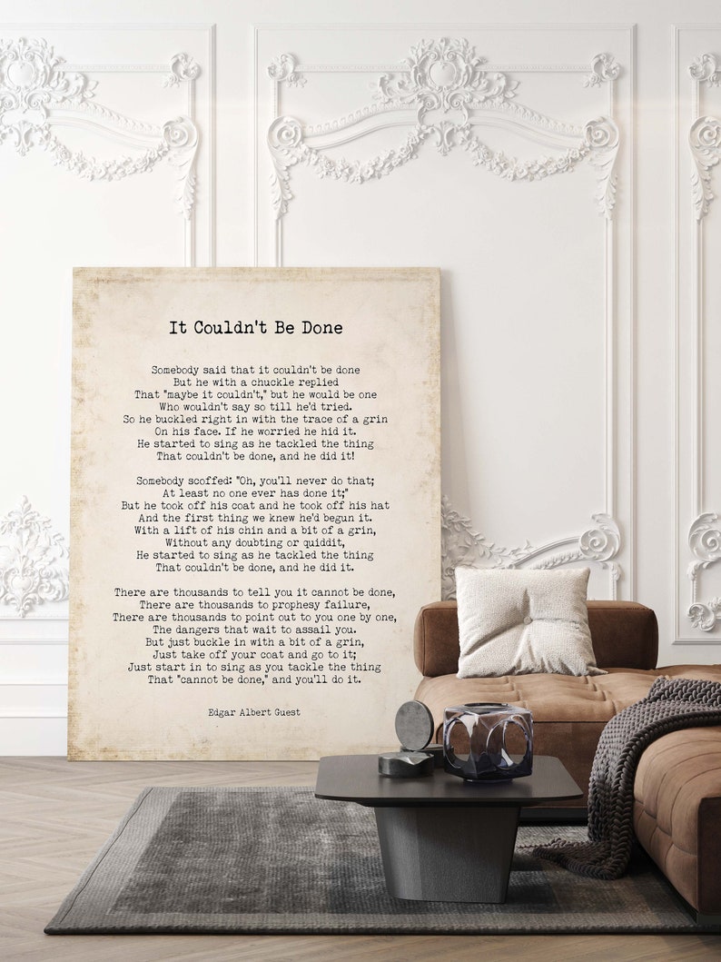 It Couldn’t Be Done Poem Print Edgar Albert Guest Wall Art - Etsy