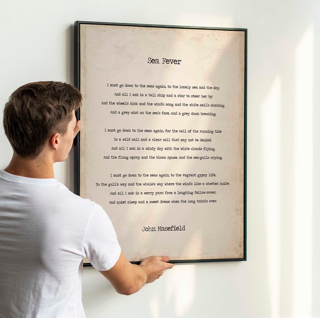 Vintage Sea Fever Poem Print – John Masefield Nautical Wall Art ...