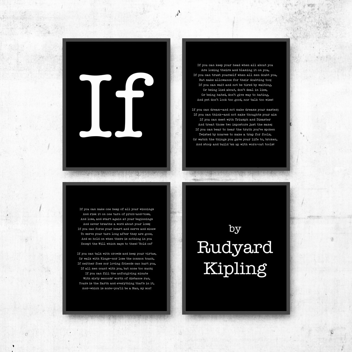 IF Rudyard Kipling Poem Prints Set of 4 Unframed Black & - Etsy