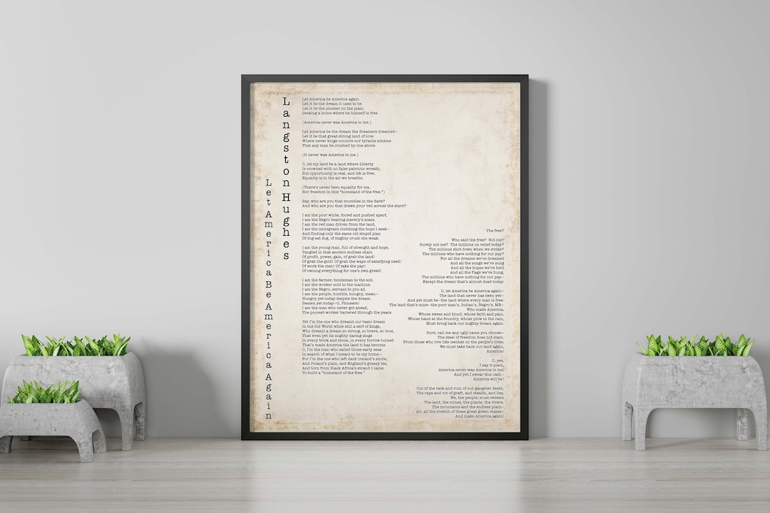 Langston Hughes "let America Be America Again" Poem Art Print ...