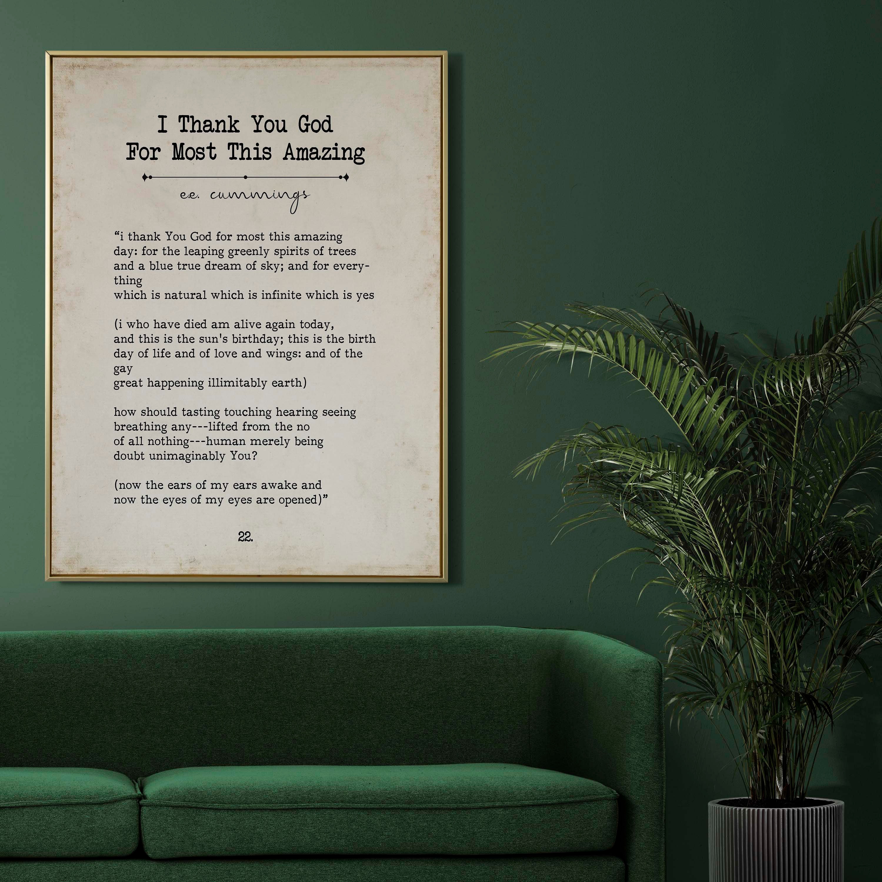 E E Cummings Book Page Inspirational Wall Art I Thank You God - Etsy