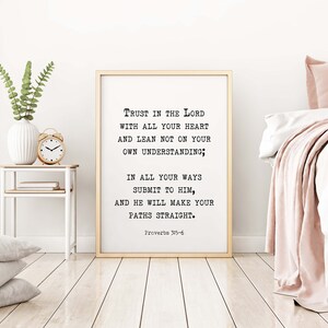 Trust in the LORD Proverbs 3:5-6 Bible Verse Print, Inspirational Gift ...