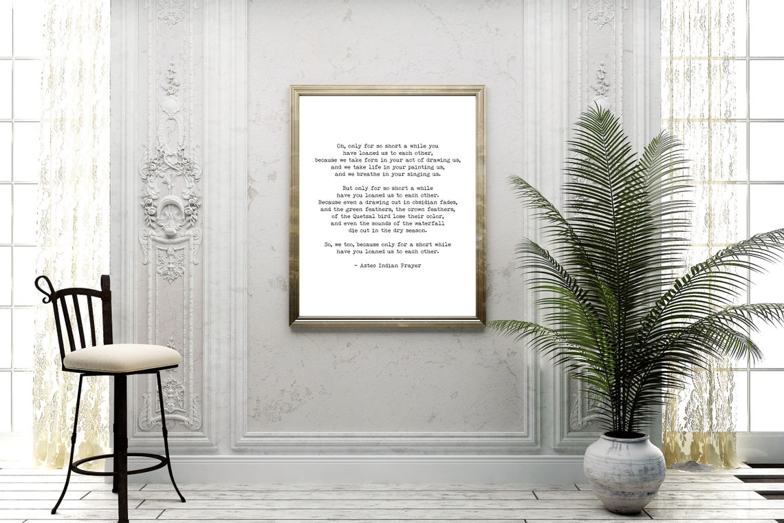 Native American Aztec Prayer Quote Print in Black & White Oh - Etsy