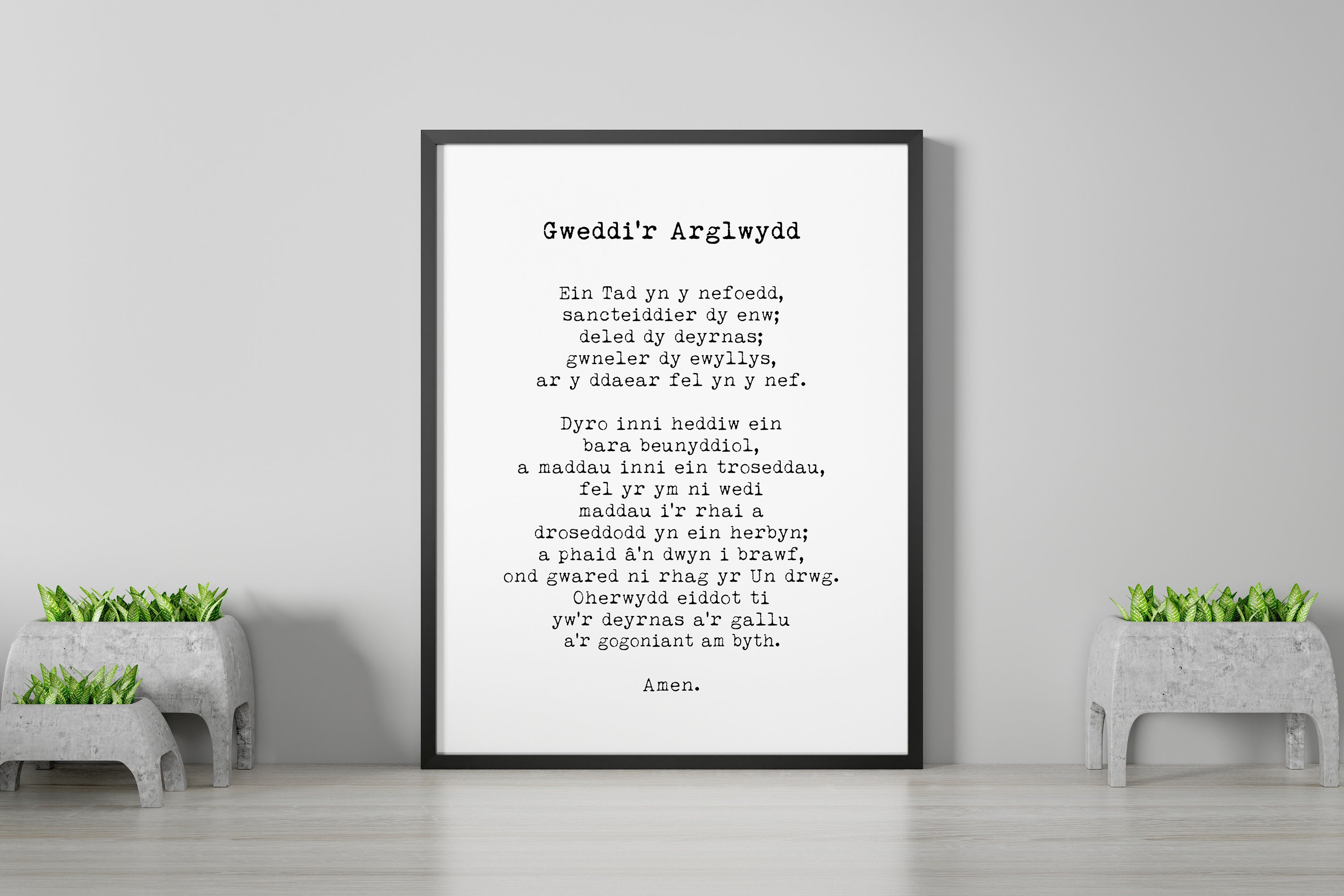 Ein Tad Welsh Lord's Prayer Unframed Quote Print in Black & White ...