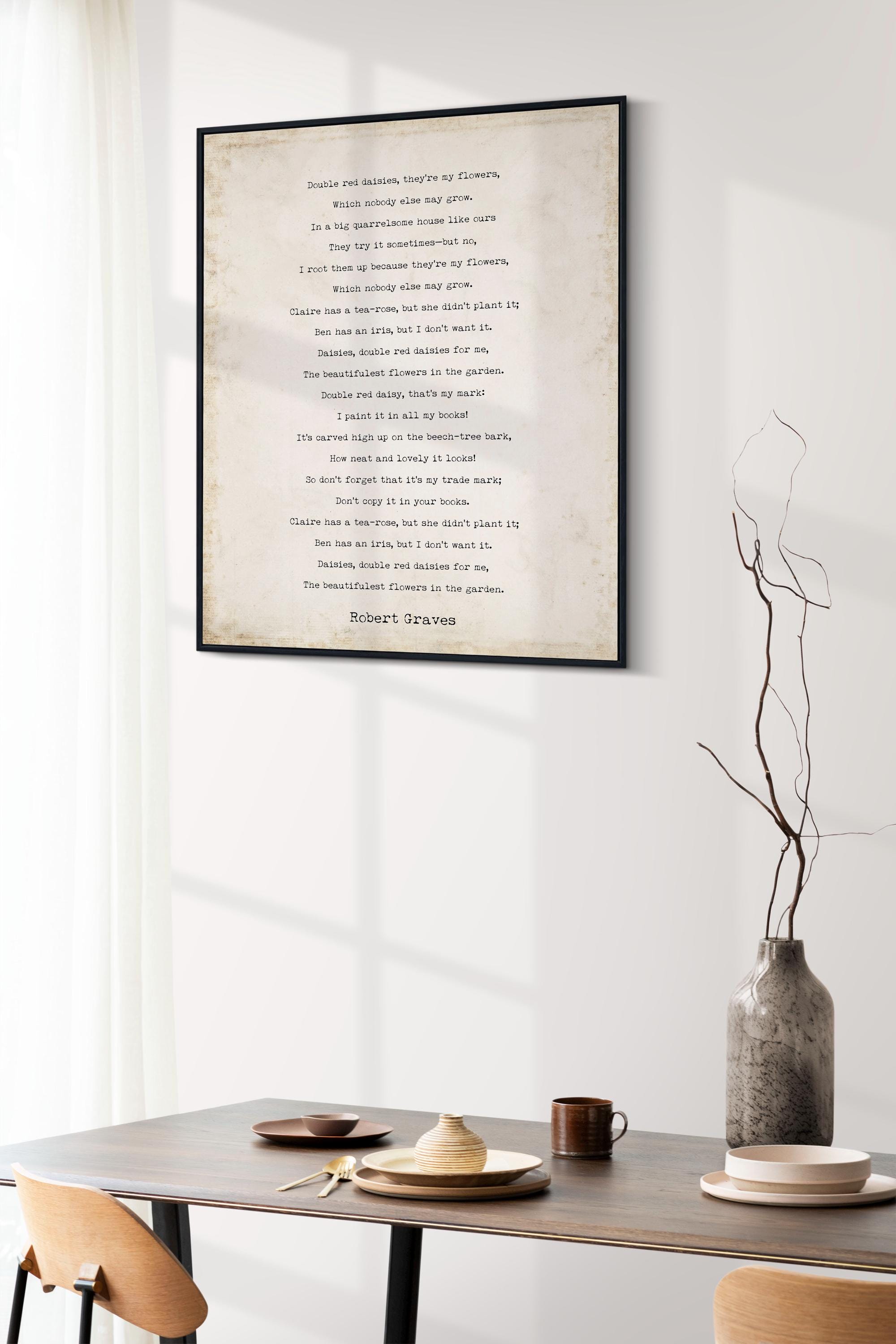 Robert Graves Poem Print Double Red Daisies Literary Wall Art - Etsy