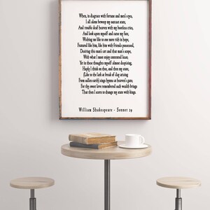 Sonnet 29 Shakespeare Wall Art, Love Poetry Art for Bedroom Decor ...