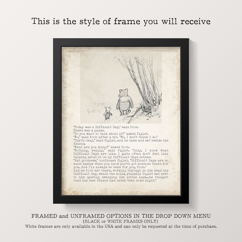 Difficult Days Winnie the Pooh Quote Unframed or Framed Nursery Wall ...
