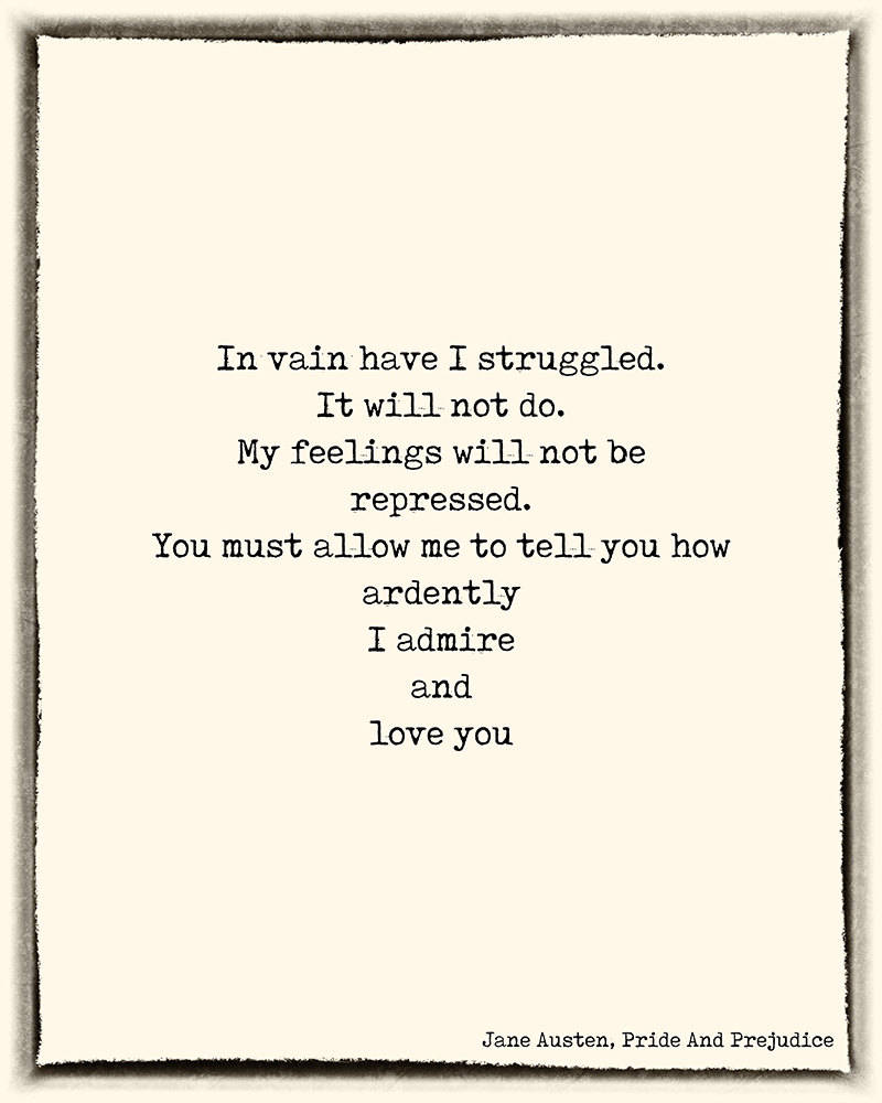 In Vain Jane Austen Quote Art Pride and Prejudice Print - Etsy UK