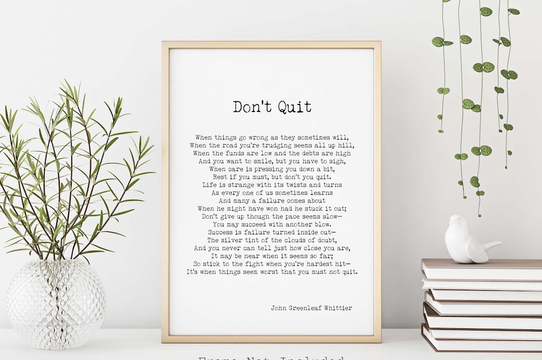 Don’t Quit Poem Print by John Greenleaf Whittier - Etsy