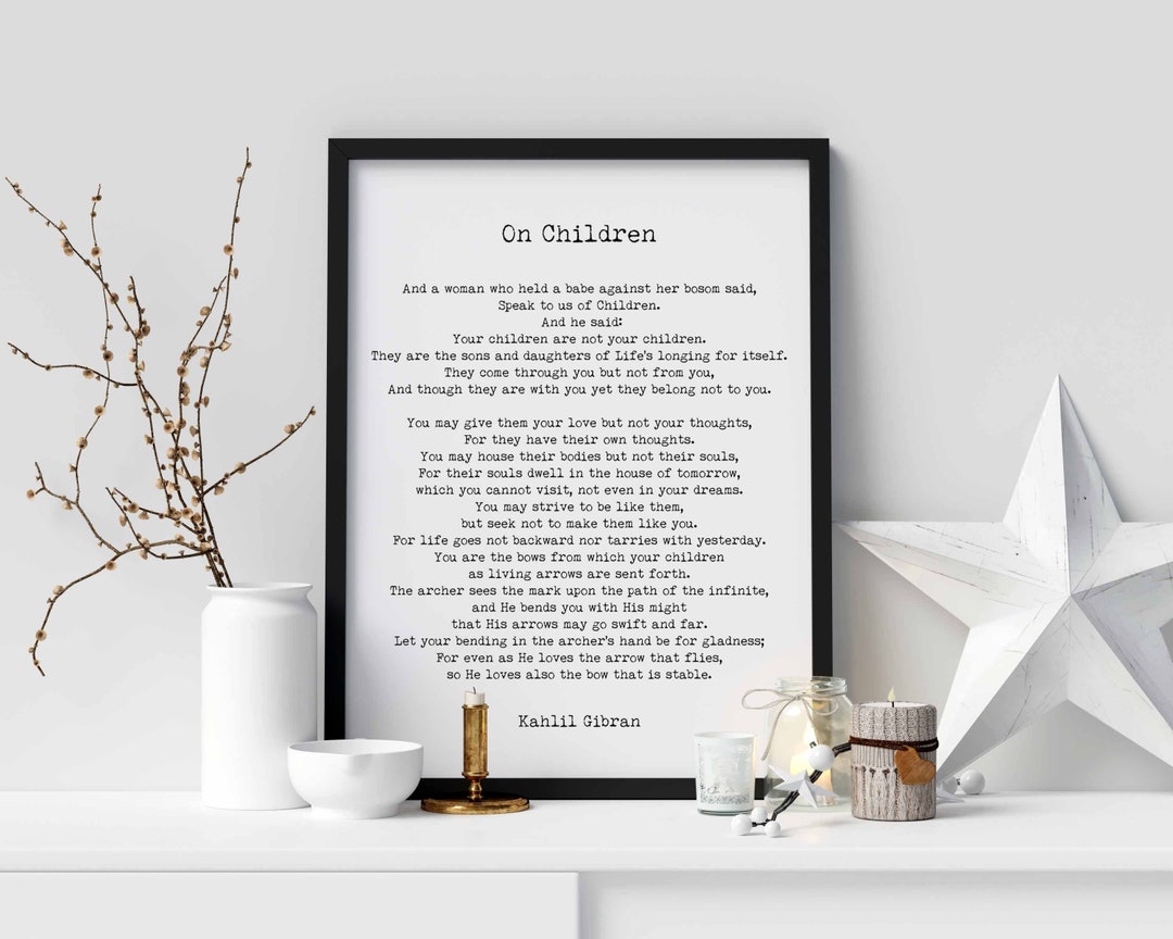 On Children Poem Print by Kahlil Gibran – Black and White or Vintage ...