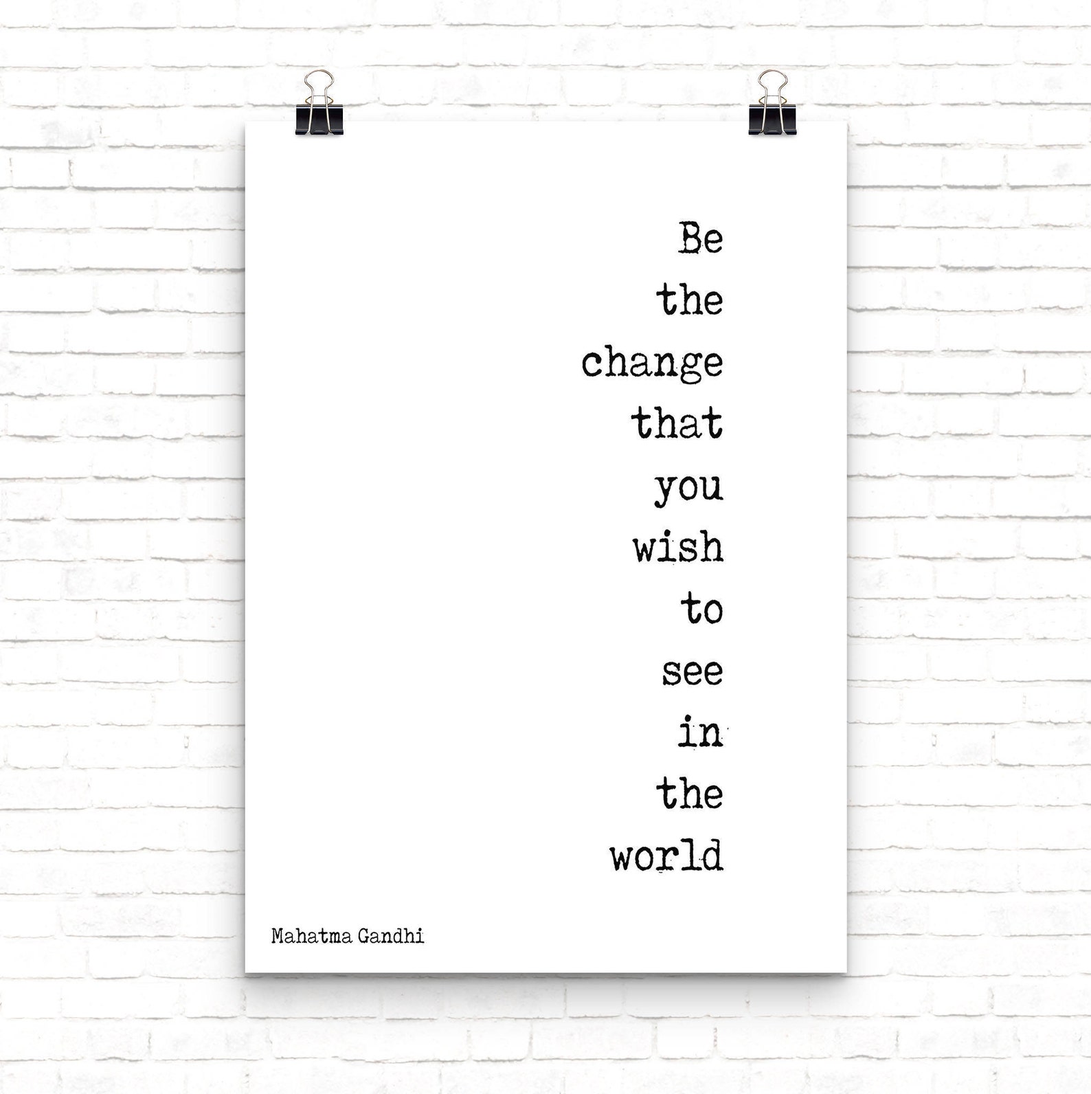 Gandhi Quote Print Be the Change Motivational Poster Life | Etsy