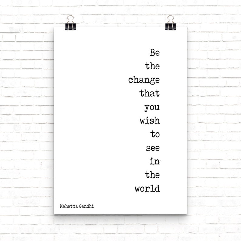 Gandhi Quote Print Be the Change Motivational Poster Life - Etsy