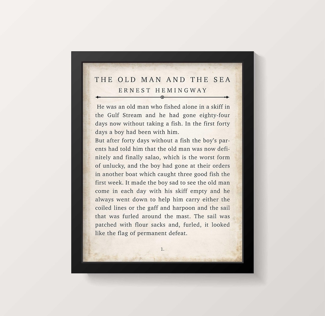 Ernest Hemingway Print – the Old Man and the Sea First Page Poster ...