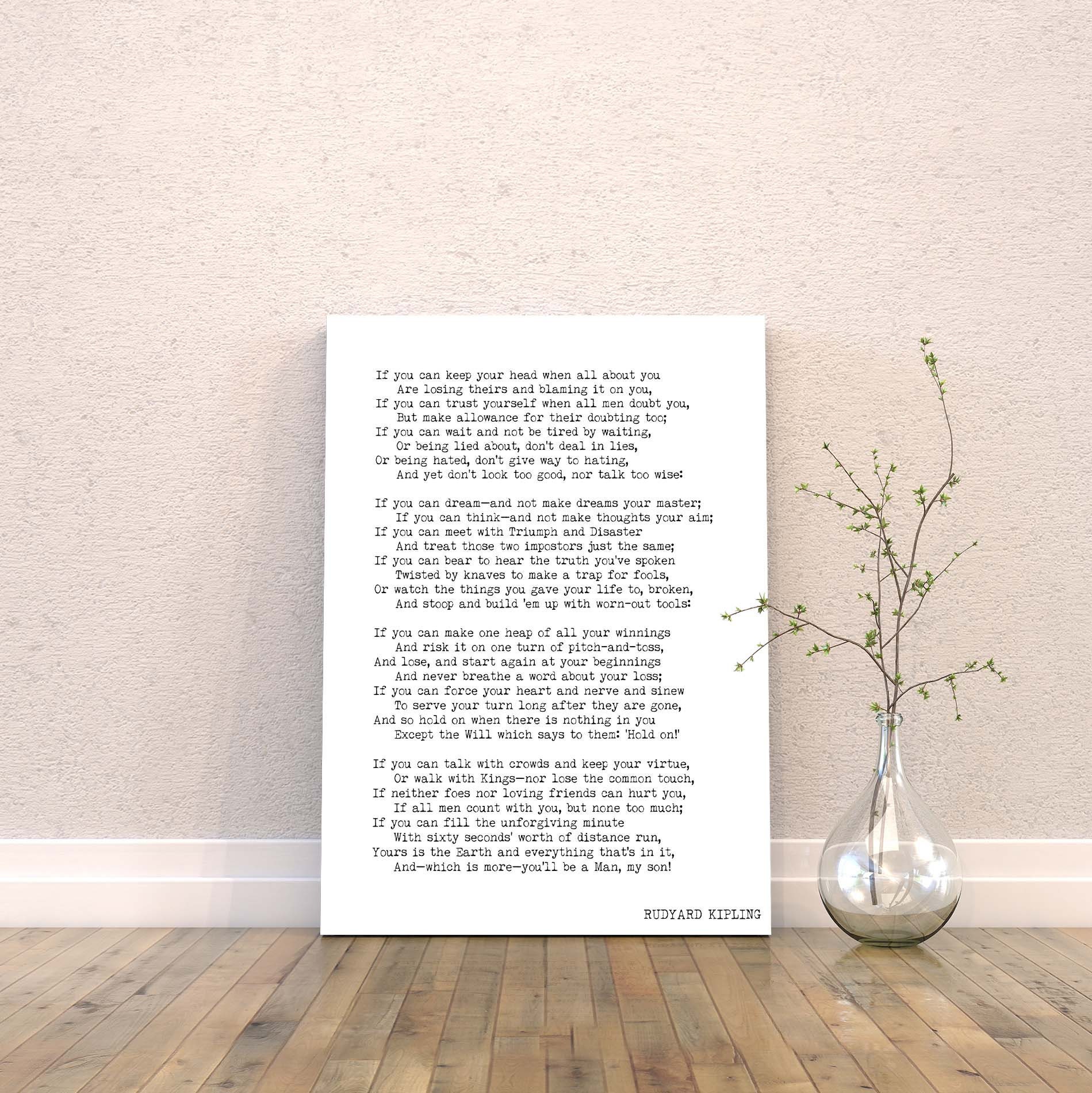 IF by Kipling Poem Canvas Art Print Rudyard Kipling Poetry | Etsy