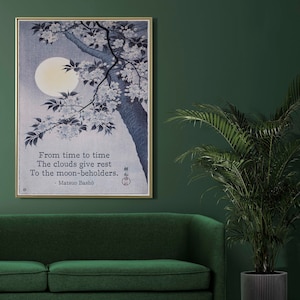 Matsuo Basho Haiku Poem Print, Japanese Unframed Fine Art Print Painting - Blossoming Cherry on ...