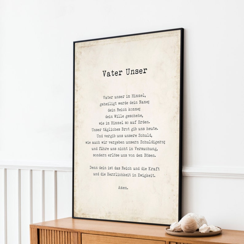 German Lord's Prayer Unframed and Framed Quote Print in - Etsy UK