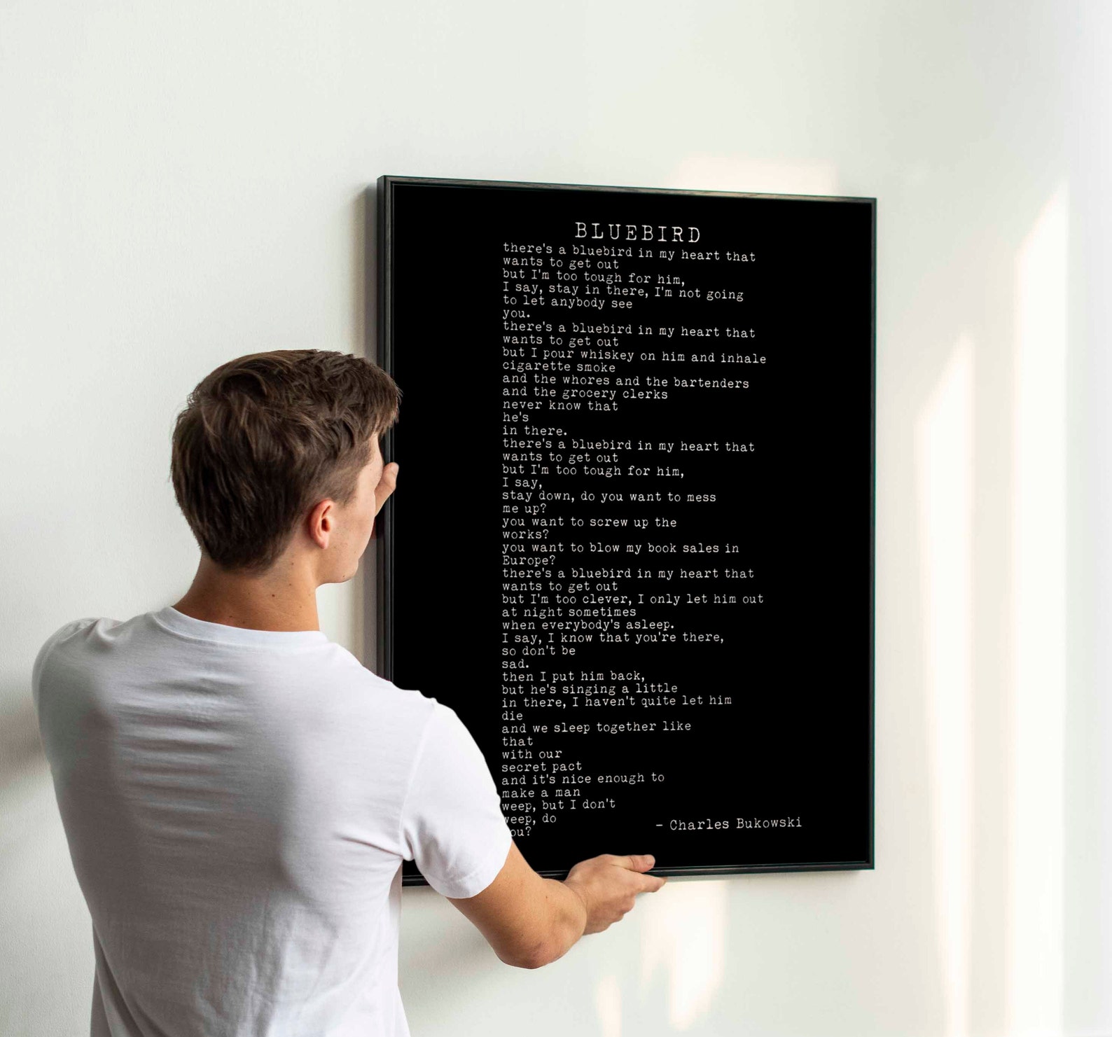 Charles Bukowski BLUEBIRD Poem Print Minimalist Black & White - Etsy UK