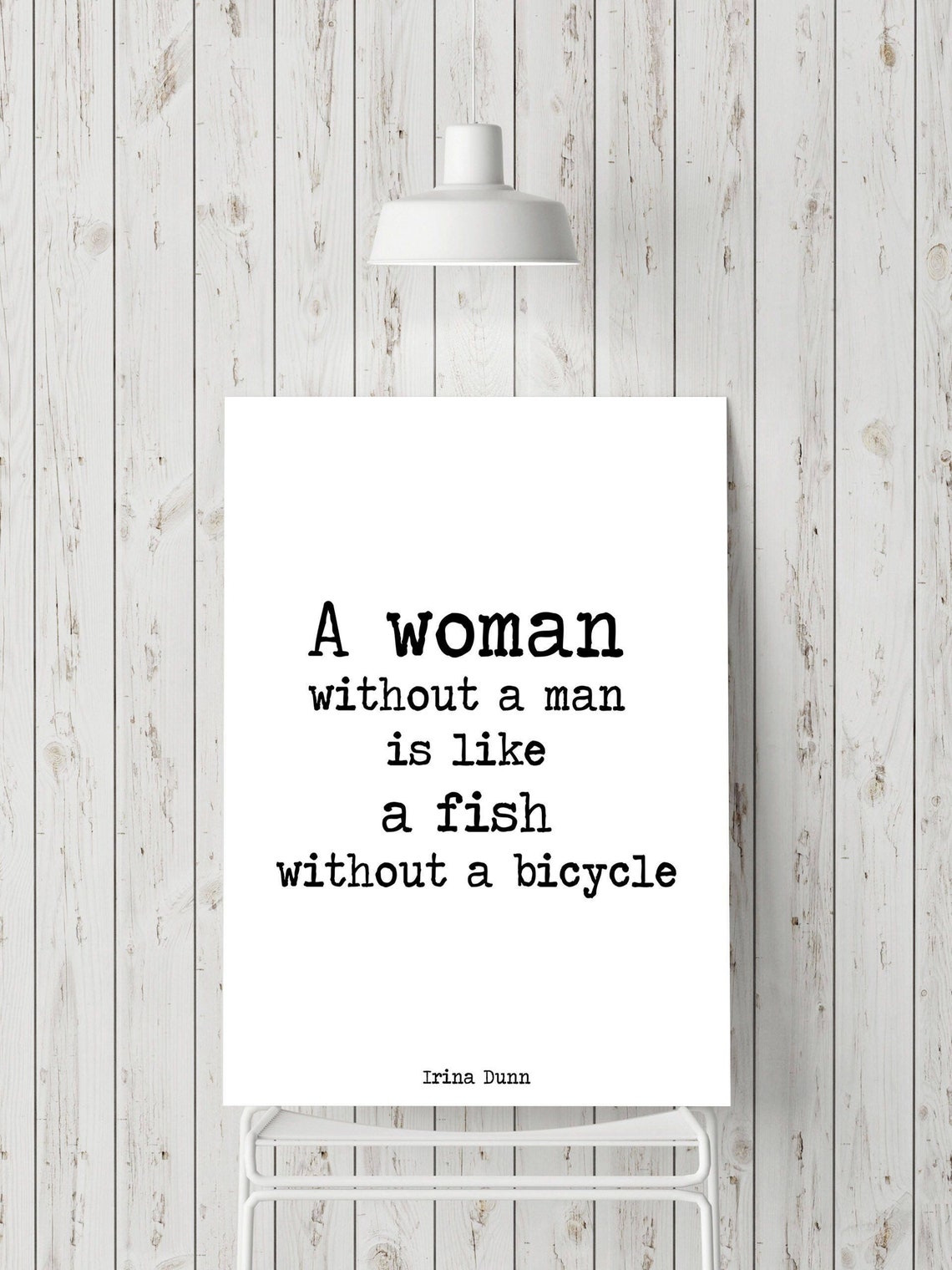 Funny Feminism Quote "woman Without A Man" Poster, Irina Dunn Art Print ...