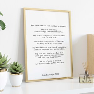 Rumi This Marriage Poem Print Wedding Blessing Wall Art Black or White ...