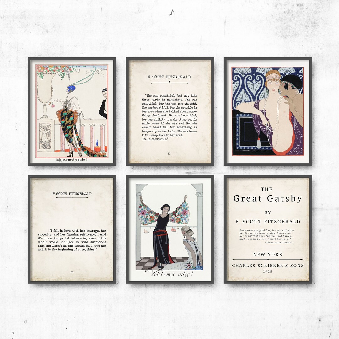 F Scott Fitzgerald Literary Art Quote Prints Set of 6, Gallery Wall Set ...