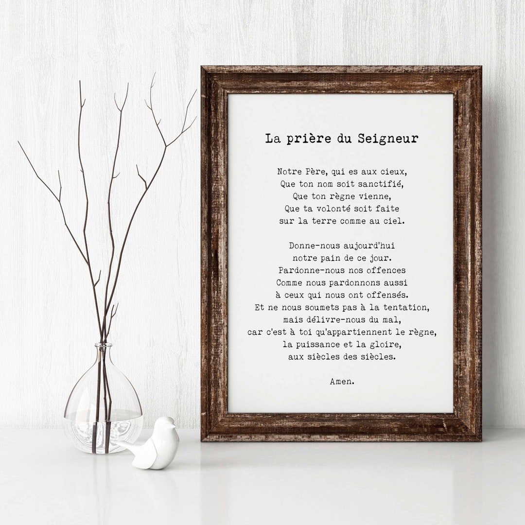 French Lord's Prayer Unframed Quote Print in Black & - Etsy