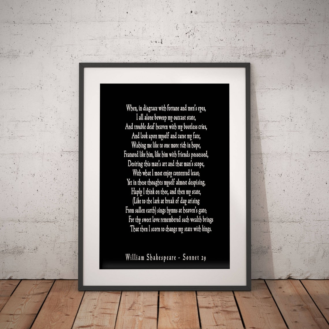 Sonnet 29 Shakespeare Wall Art Love Poetry Art for Bedroom | Etsy