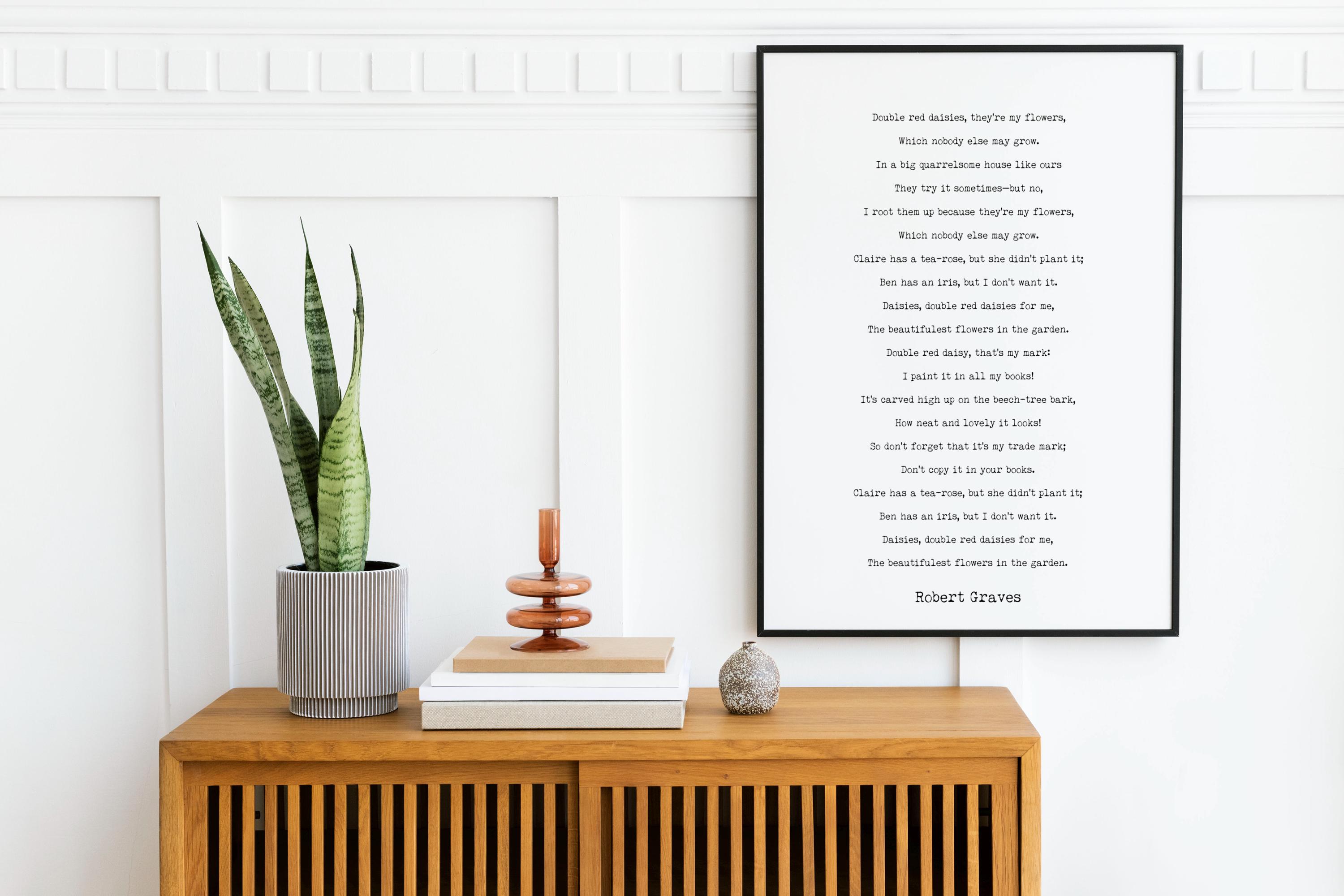 Robert Graves Poem Print Double Red Daisies Literary Wall Art - Etsy
