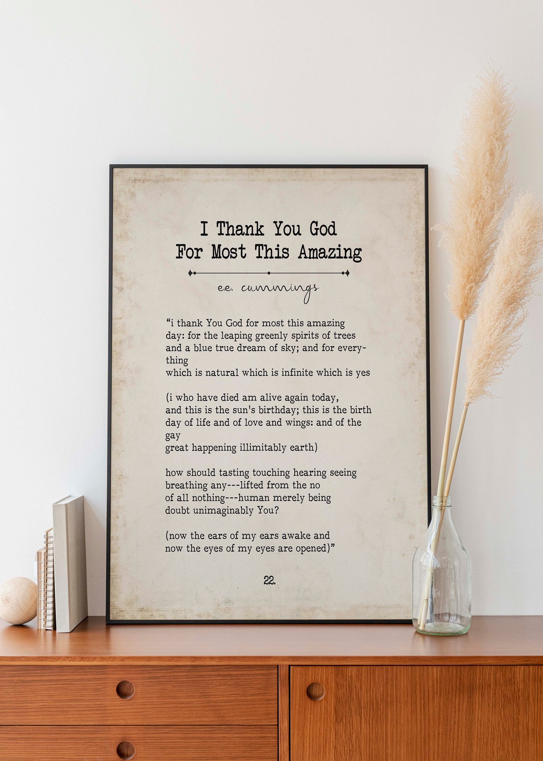 E E Cummings Book Page Inspirational Wall Art, I Thank You God for Most ...
