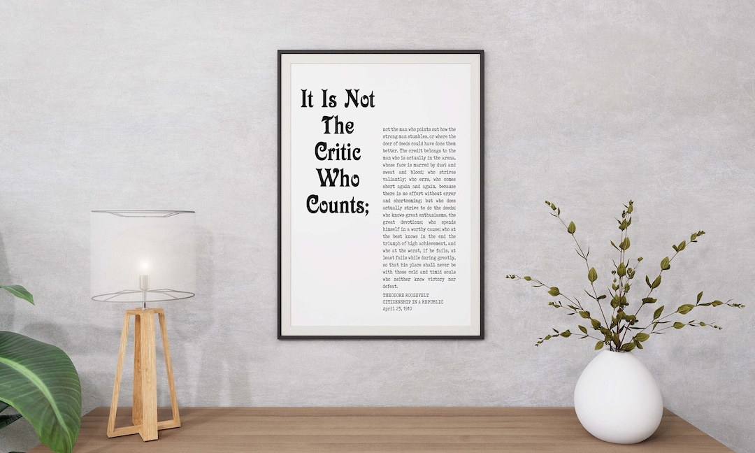 Theodore Roosevelt Man in the Arena Quote Print, Motivational Speech ...