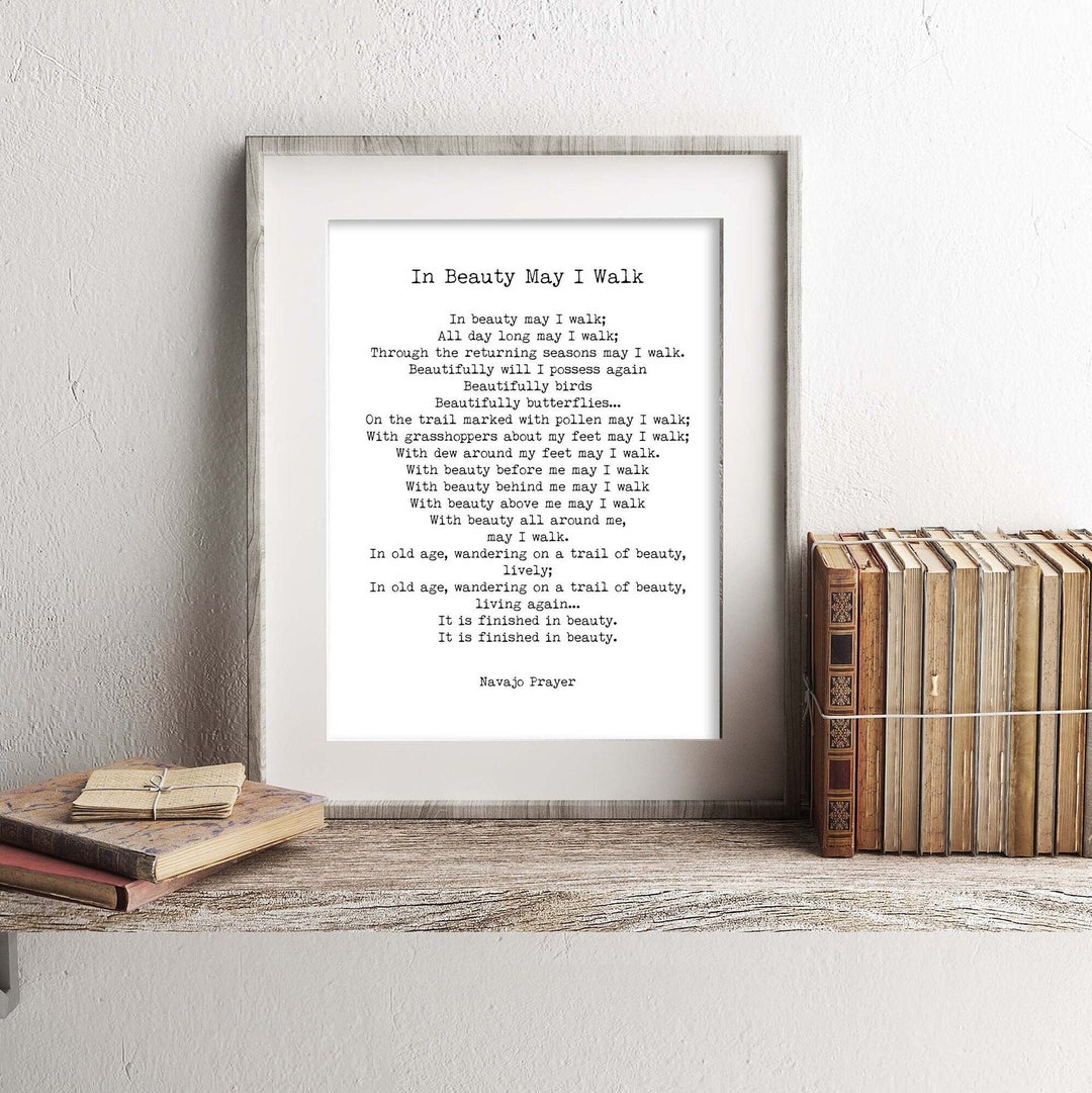 Native American Navajo Prayer Quote Print in Black & White, in Beauty ...