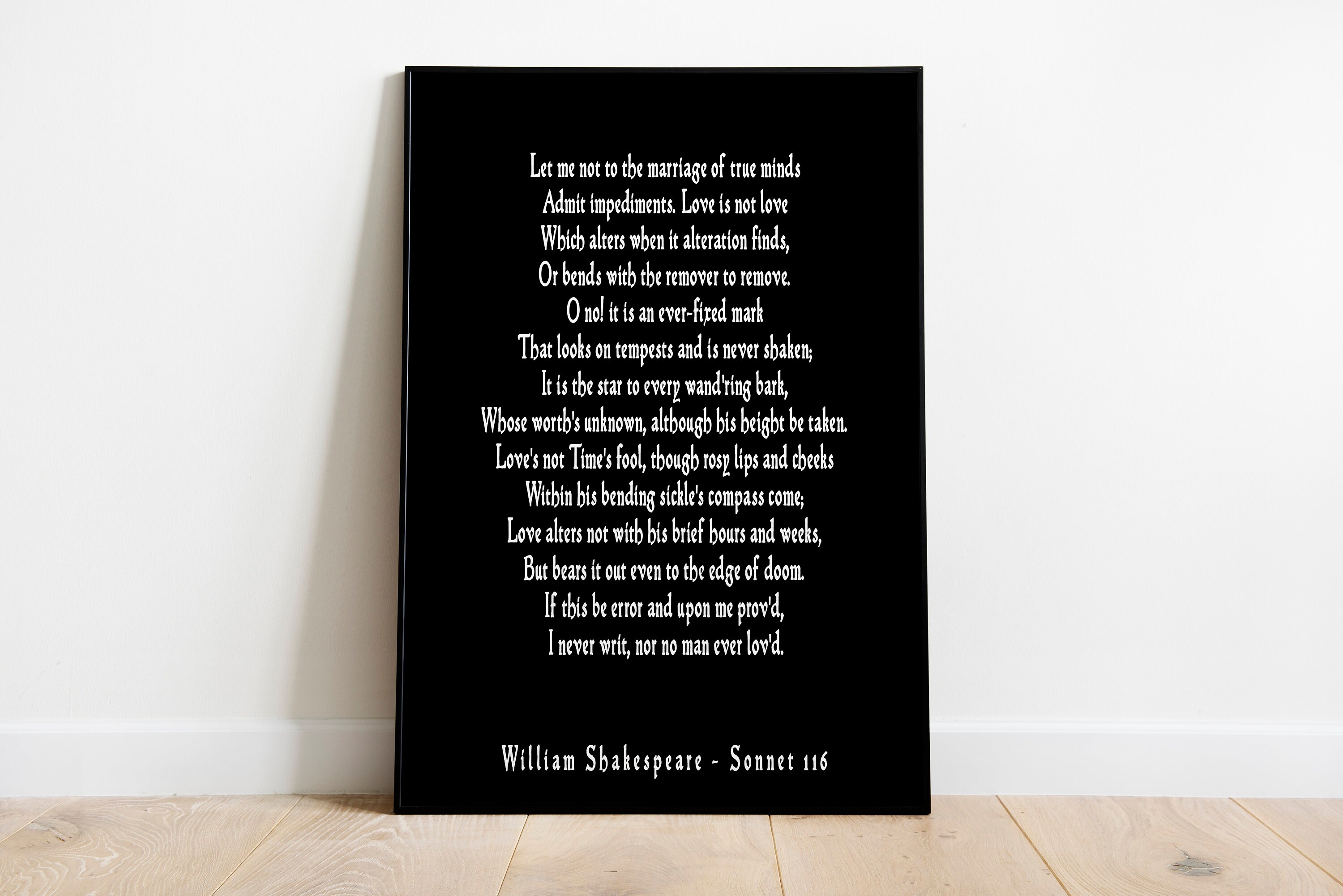 Sonnet 116 Shakespeare Love Poem Quote Print Marriage of True | Etsy