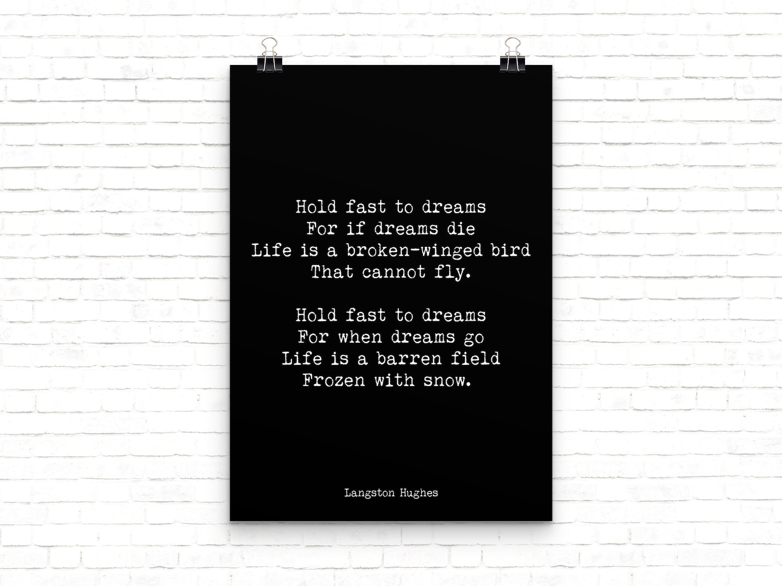 Langston Hughes Hold Fast to Dreams Poem Print – Inspirational Literary ...