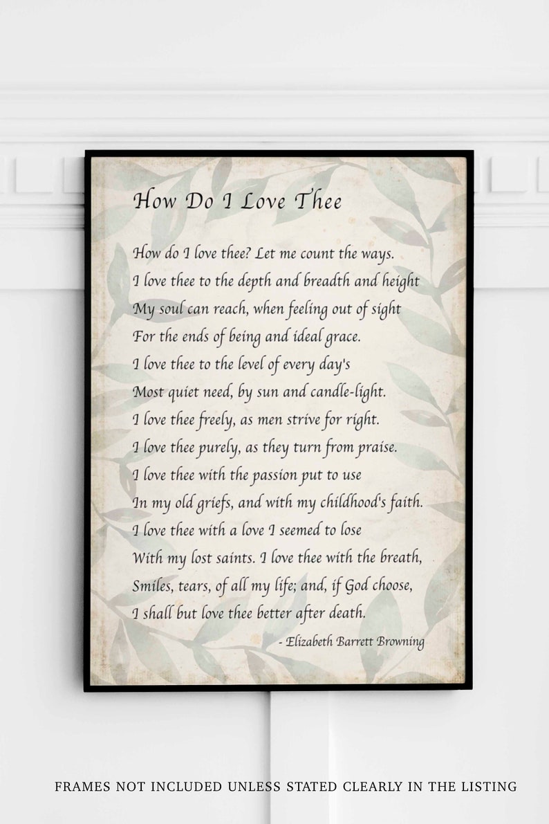Elizabeth Barrett Browning How Do I Love Thee Sonnet 43 - Etsy