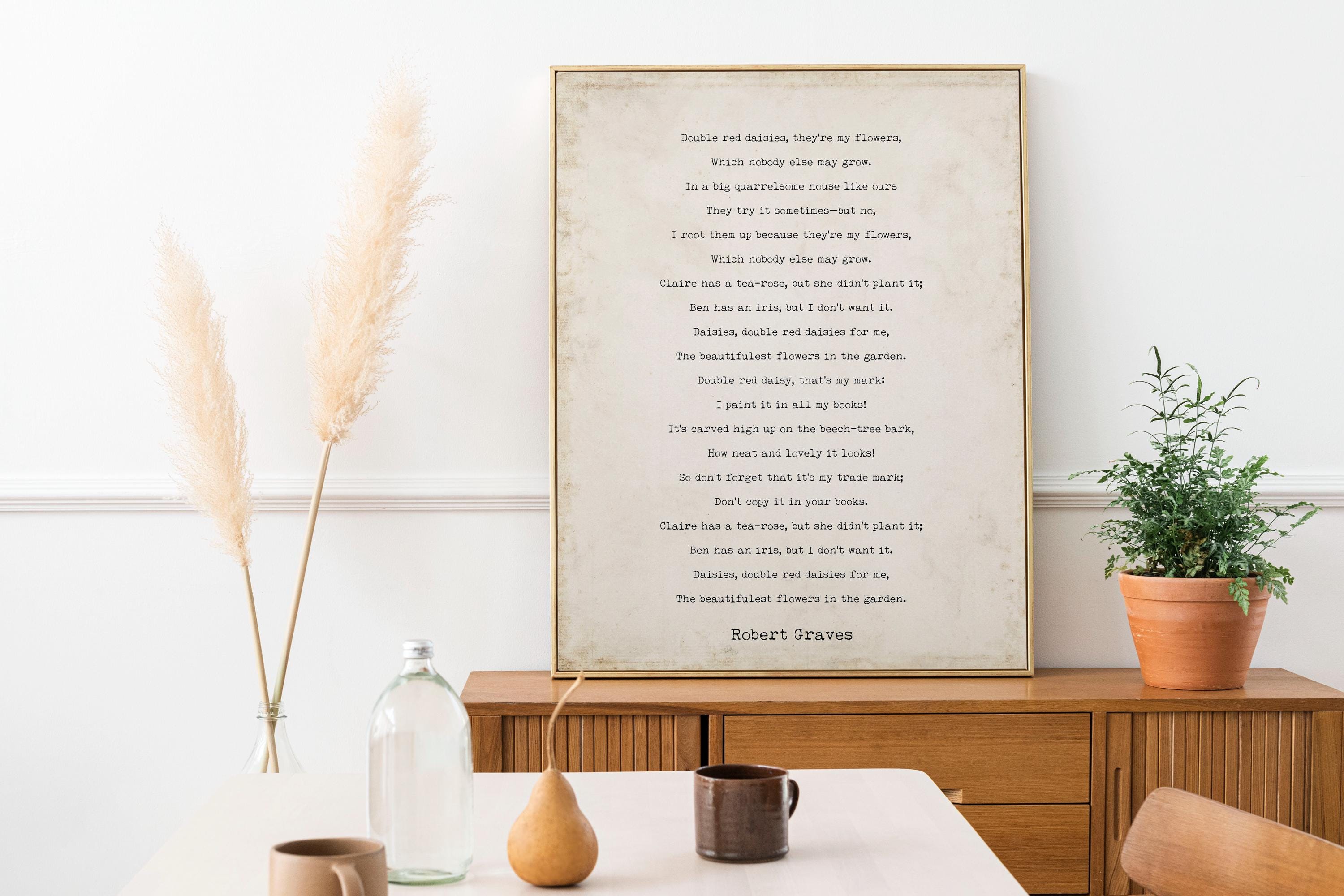 Robert Graves Poem Print Double Red Daisies Literary Wall Art - Etsy