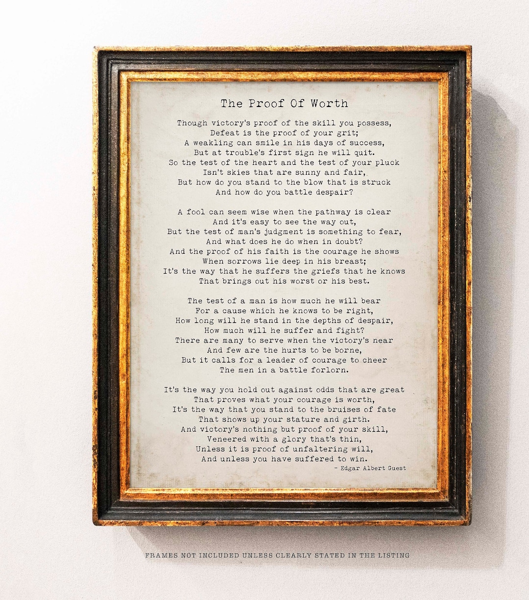 Edgar Albert Guest Poem the Proof of Worth Poetry Wall Art - Etsy