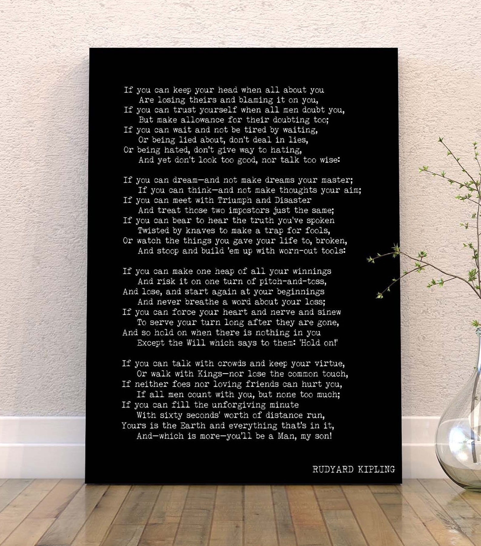 If Poem Canvas Wall Art – Rudyard Kipling Inspirational Quote Print ...