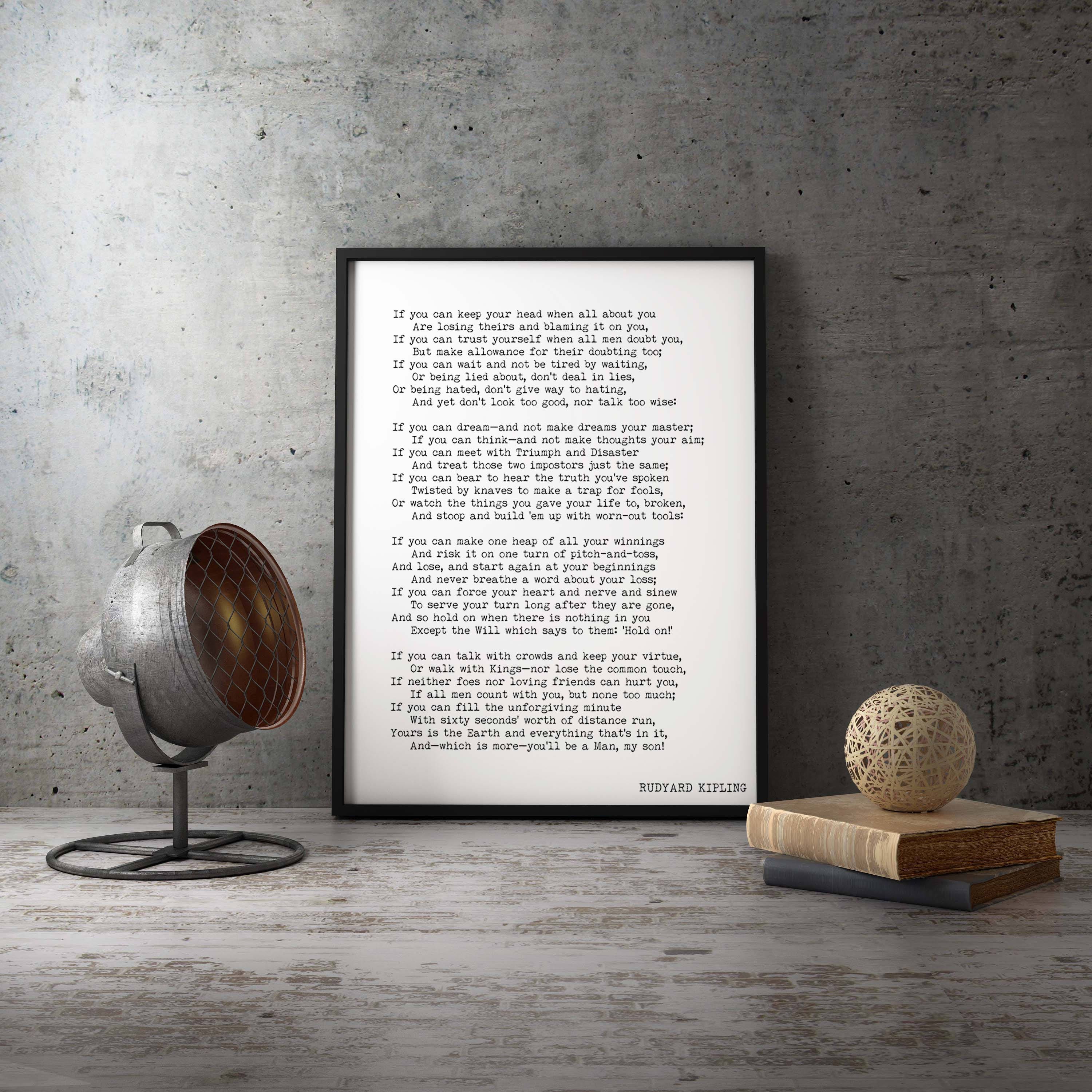 Framed print Rudyard Kipling Poem If Poetry Art Print Office | Etsy