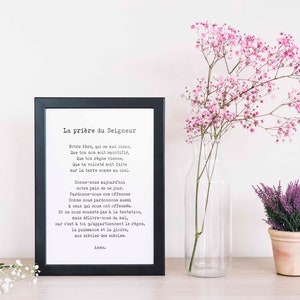 French Lord's Prayer Unframed Quote Print in Black & White, Prière Du ...