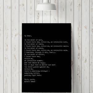 Albert Camus Depths of Winter Literature Quote Cultured Wall Decor Art ...