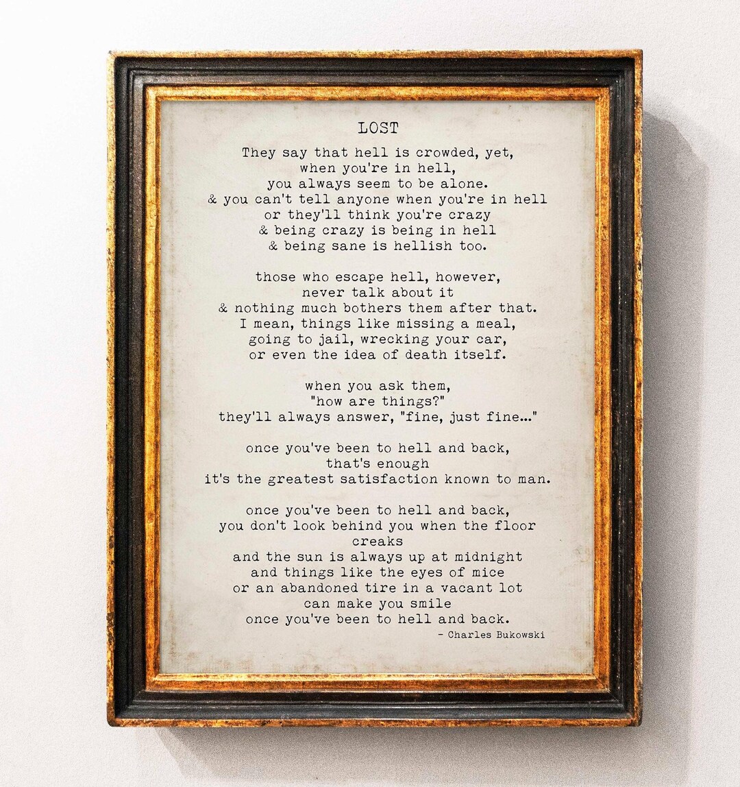 Charles Bukowski Poem Print – “lost” Literary Wall Art, Minimalist ...