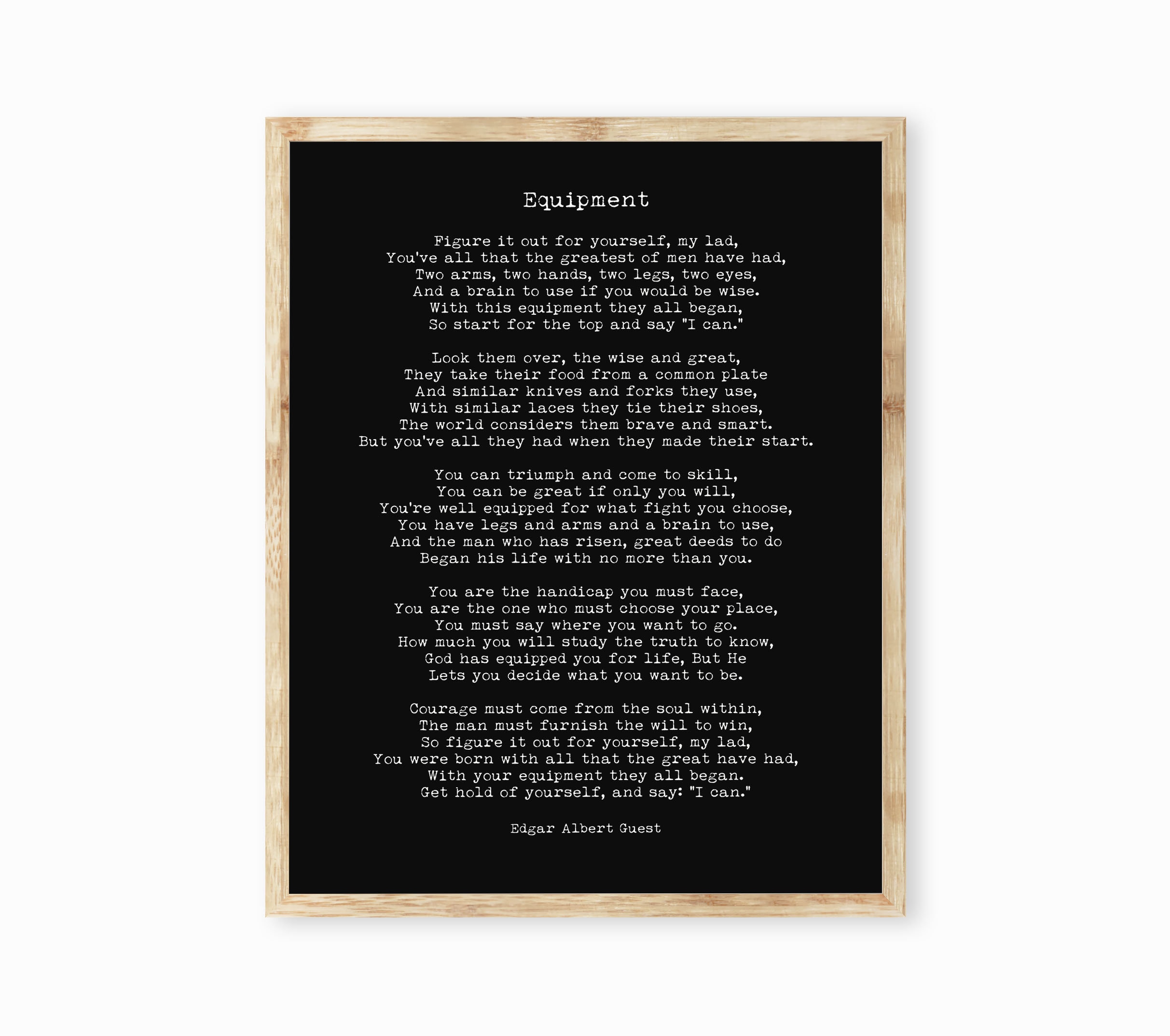 Equipment Edgar Albert Guest Poem Black & White Poetry Wall | Etsy